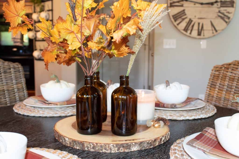 Simple Fall Place Setting With Plaid and Pumpkins - The Lived-in Look